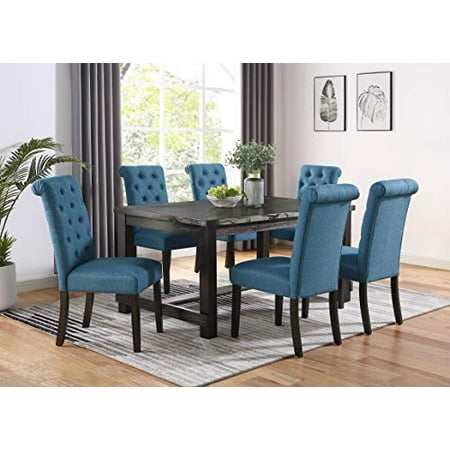 Roundhill Furniture Aneta Antique Black Finished Wood Dining Set, Table ...