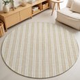 Beige White Stripes 6FT Round Area Rugs for Living Room Rustic Warm ...