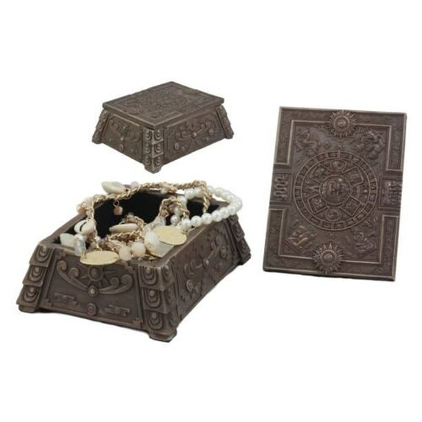 Bronzed Mesoamerican Maya Aztec Jewelry Box Figurine Sun God ...