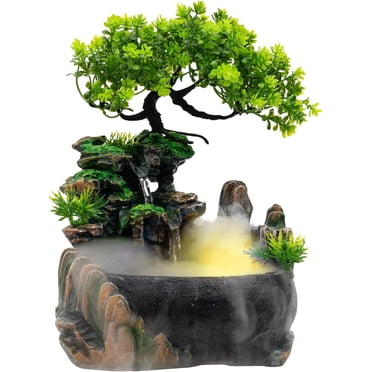 Miumaeov Indoor Tabletop Water Fountain with LED, Rock Fengshui Decor ...