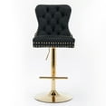 2 Piece Bar Stool Set – Velvet Upholstered, Metal Frame, Adjustable ...