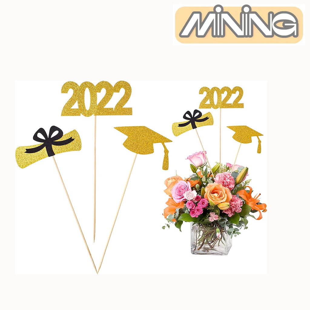 12 Pieces Double Sided Glitter Graduation Centerpiece Sticks, 2022 ...