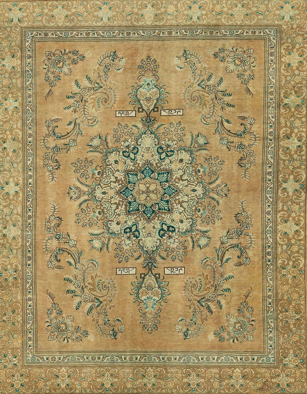 Ahgly Company Machine Washable Indoor Rectangle Abstract Metallic Gold ...