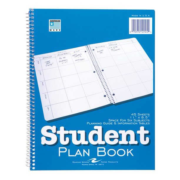 STUDENT PLAN BOOK 11"x8.5" WEEKLY FORMAT - Walmart.com