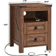 OKD Rustic Wooden Nightstand with 2 Drawers, Charging Outlets, Bedside ...