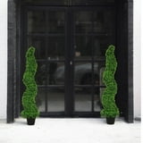 Poetree 4ft Faux Boxwood Spiral Topiary Trees, Indoor/Outdoor Natural ...