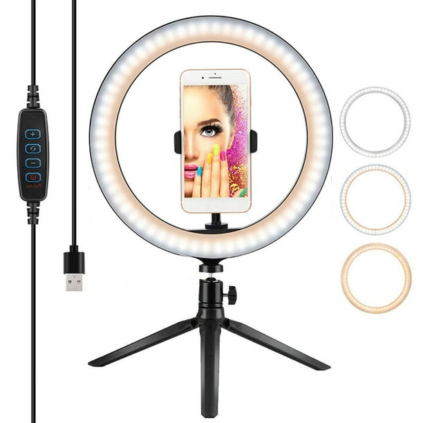 D&D Products 10-Inch Desktop Selfie Ring Light with Black Tripod Stand ...