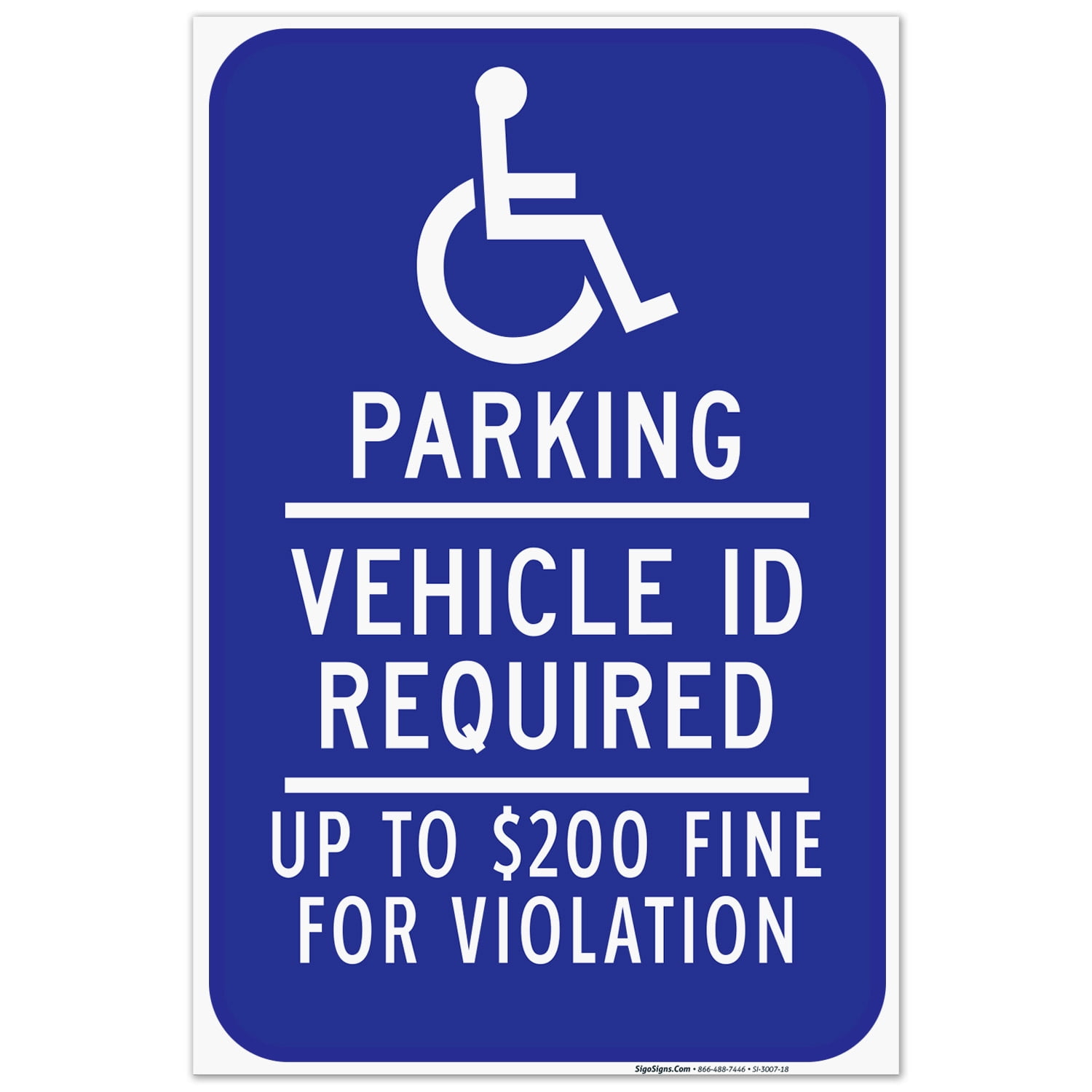 Minnesota Handicap Parking Sign, Vehicle ID Required Up to $200 Fine ...