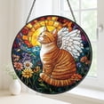 Angel Cat Faux Stained Glass Suncatcher, Rainbow Moon Gift for Pet ...