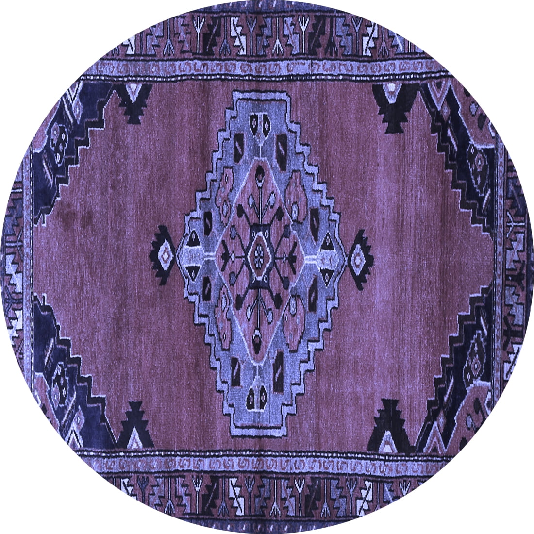 Ahgly Company Indoor Round Medallion Blue Traditional Area Rugs, 6 ...
