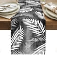 Black Fronds Table Runner, Black Slate Gray Leaf Plant Canvas Weave ...
