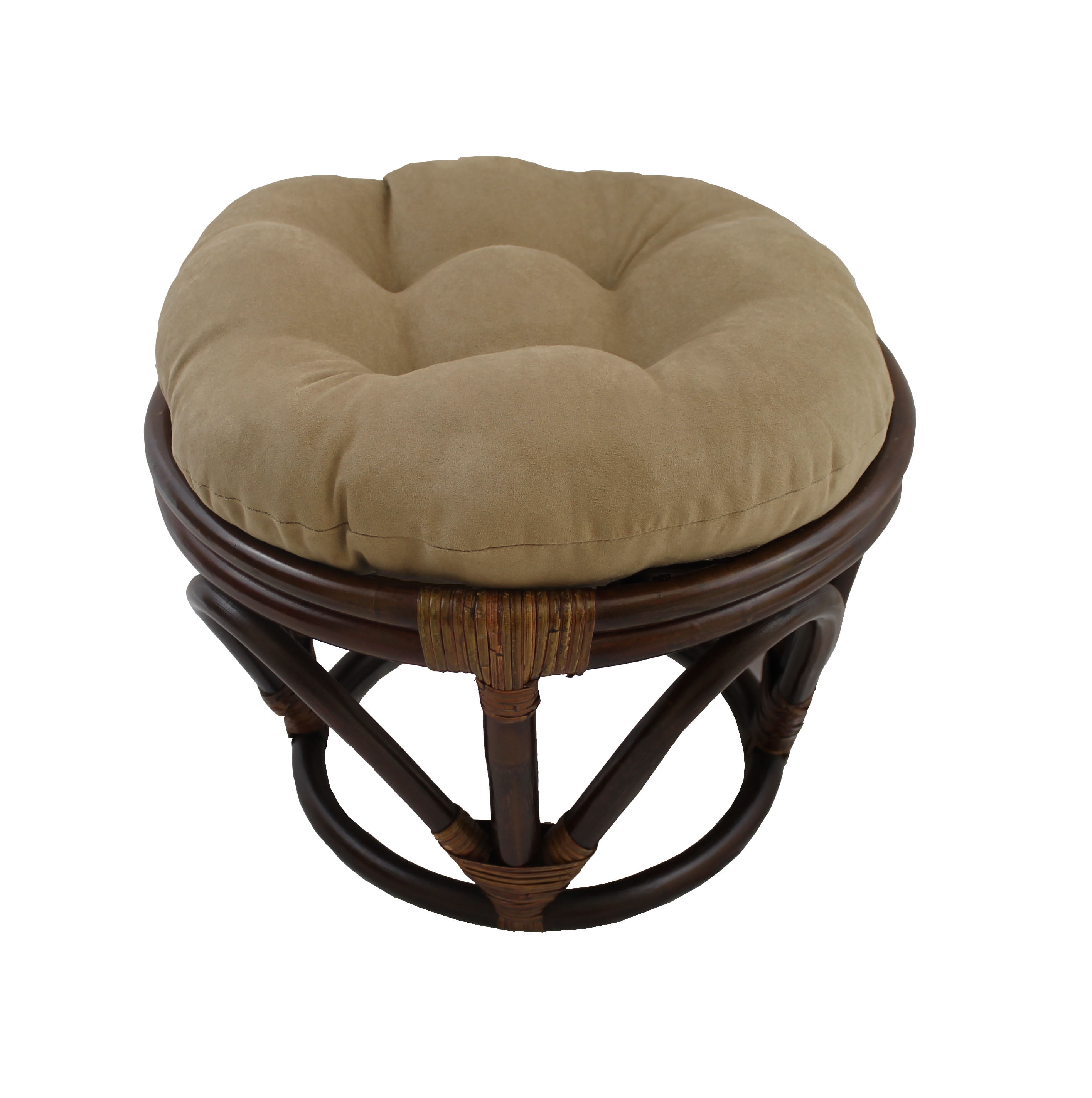 18-inch Round Solid Micro Suede Tufted Footstool Cushion - Java ...
