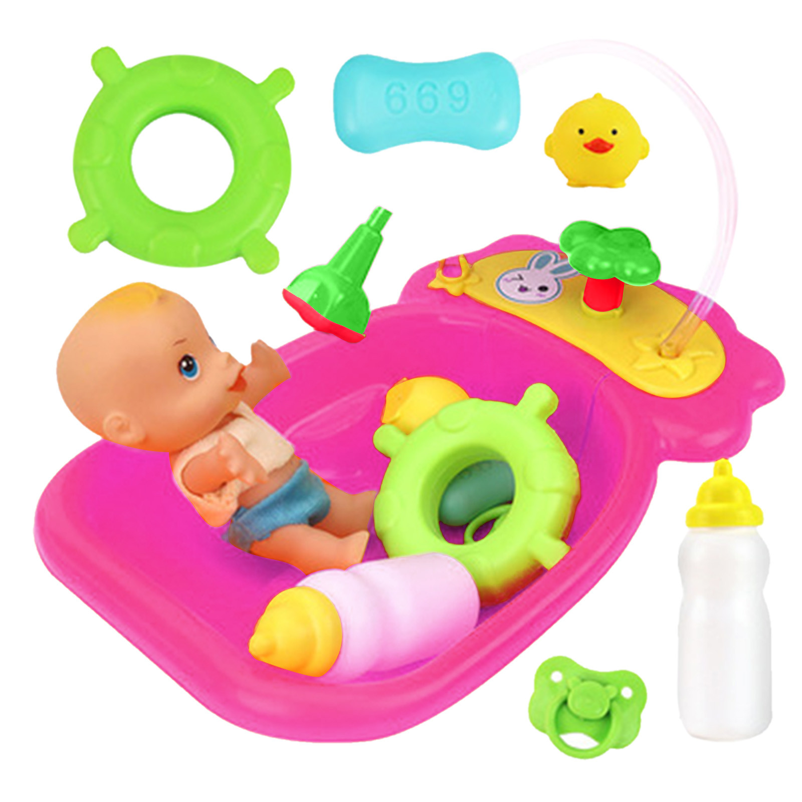 LOOPSUN Kids Christmas Toys Kids Plastic Bath Tub Doll Set Pretend Role LOOPSUN Kids Christmas Toys Kids Plastic Bath Tub Doll Set Pretend Role