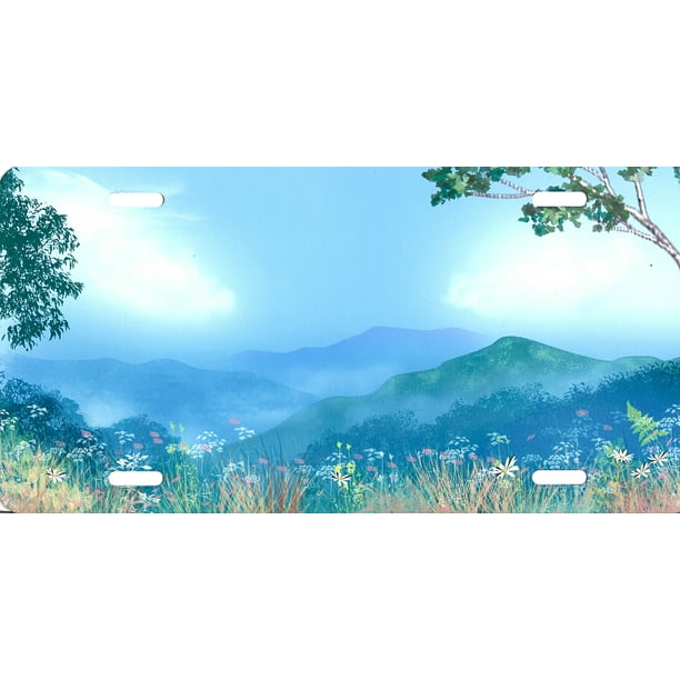 Blue Mountain Ridge Scene Airbrush License Plate Free Names on Air ...