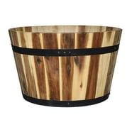 Set of 3 Extra Large Wooden Whiskey Barrel Planters - Walmart.com