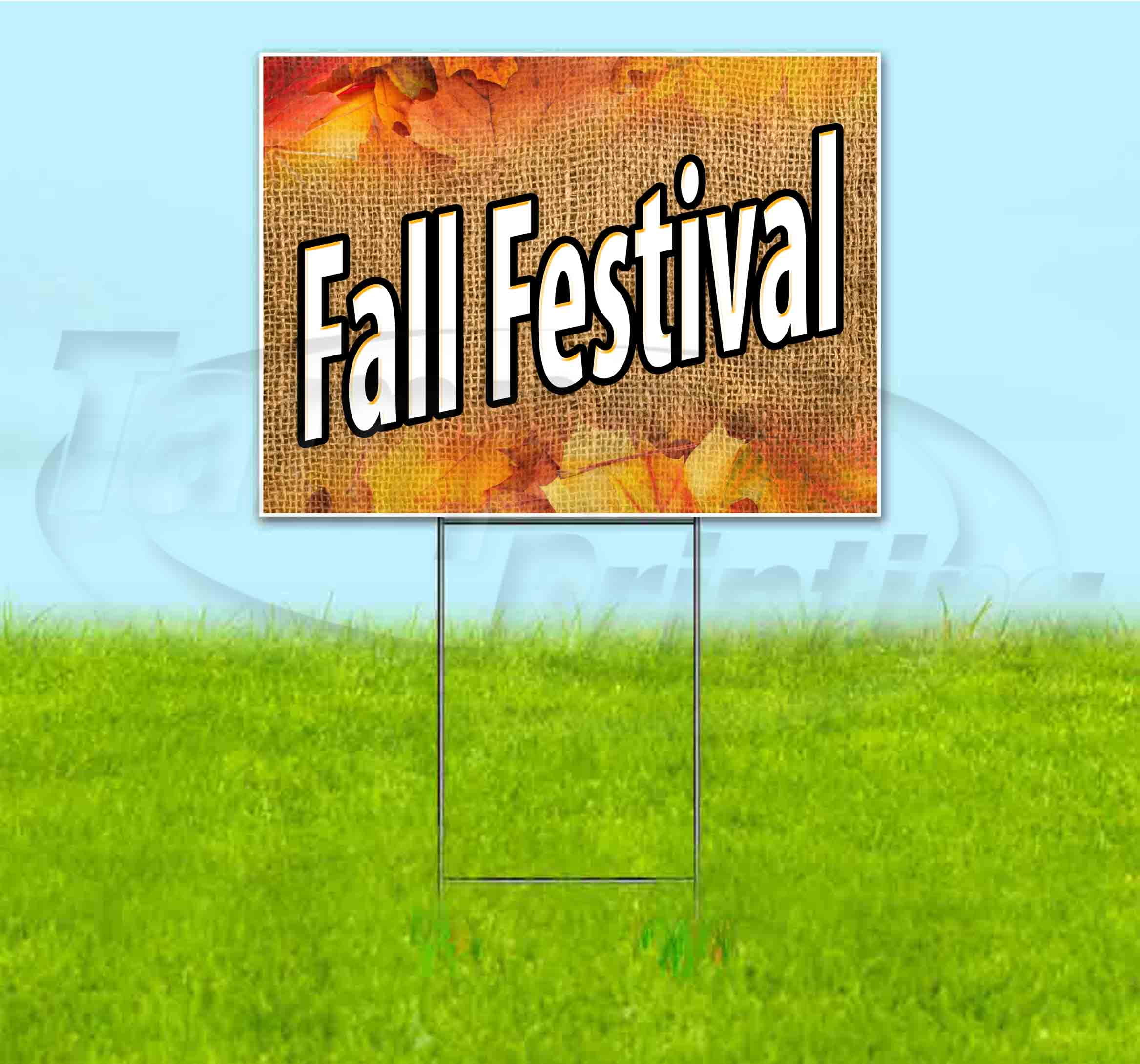 Fall Festival (18" x 24") Yard Sign, Includes Metal Step Stake ...