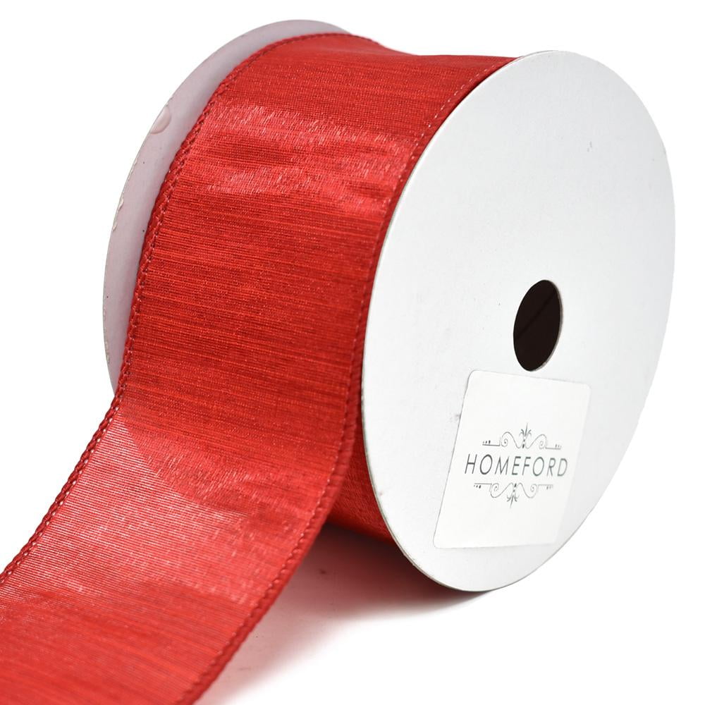 Woven Luster Wired Christmas Ribbon, Red, 2-1/2-Inch, 10-Yard - Walmart.com