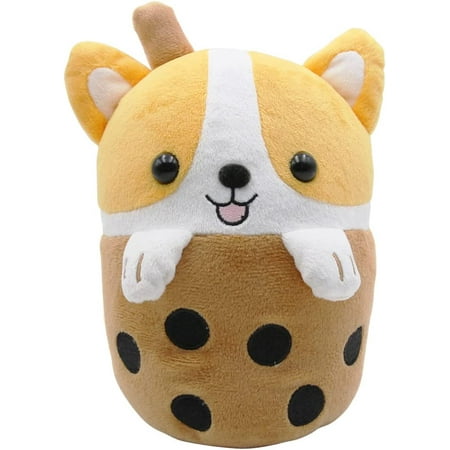 7'' Kawaii Corgi Dog Boba Plushie Stuffed Animal Cute Cartoon Boba ...