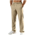 Hrsba Men Comfy Pants,Summer Solid Color Slub Linen Casual Pants ...