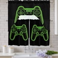 Curtains Swag and Tiers Curtains Set, Green Game Controller Valances ...