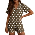 Akafmk Women's Polka Dots Pajama Set Short Sleeve Button Down Ties ...