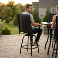 SUNCROWN Set of 4 Outdoor Swivel Bar Stools, Black Metal Frame with ...