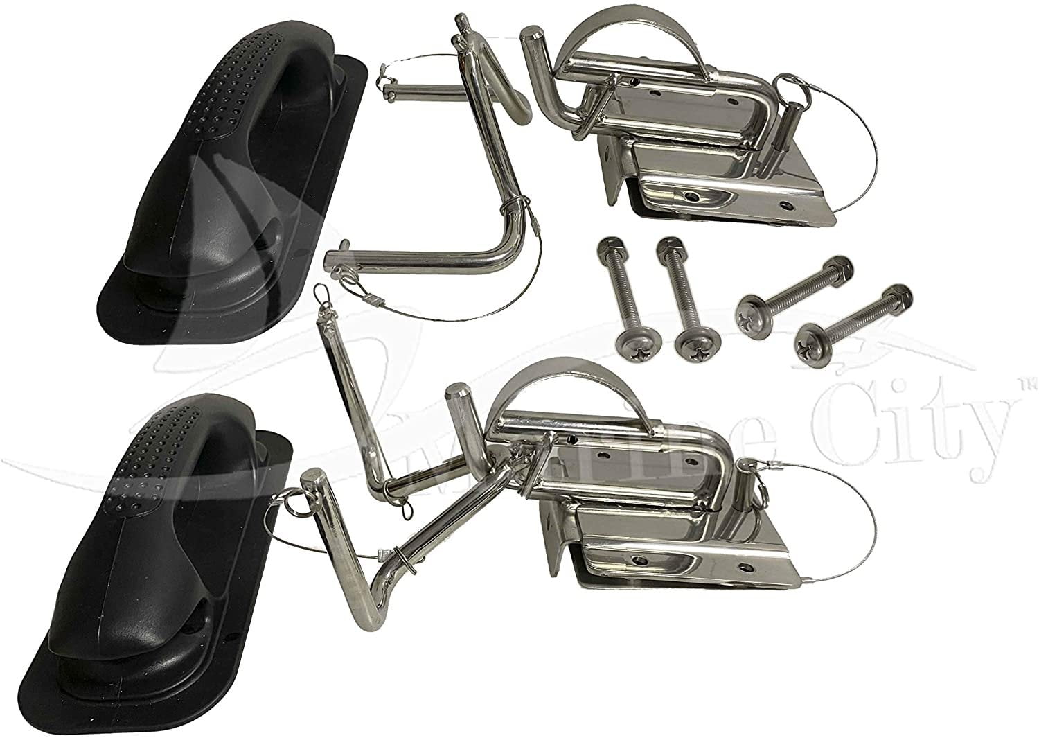 MARINE CITY Package Quick Release Snap Davits Set with Black Handle pad ...
