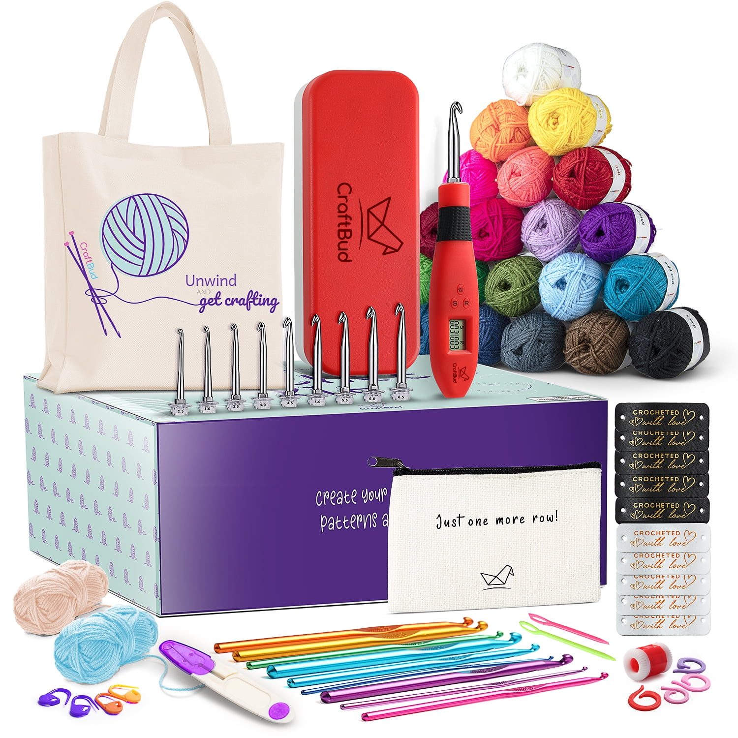 Craftbud Mini Crochet Set Kit With Yarn And Crochet Hook Set (68pc ...