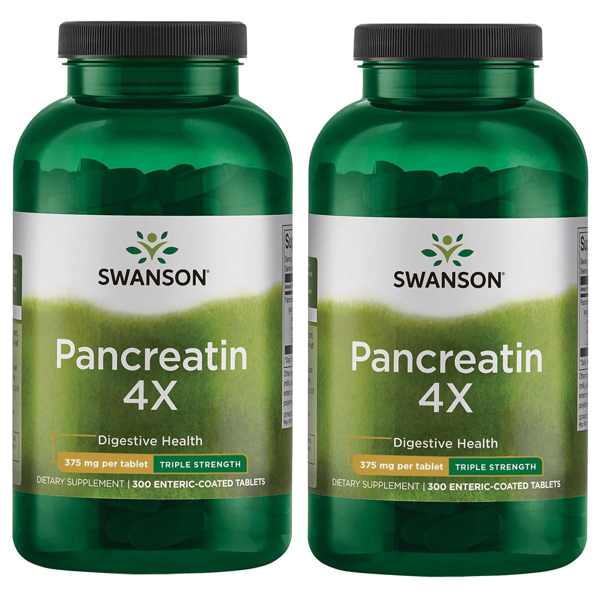 Swanson Pancreatin 4X - Triple Strength 375 mg 300 Tabs 2 Pack ...