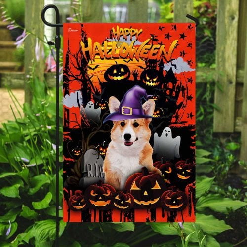 Flagwix Halloween Flag, Corgi Halloween Decoration, Fall Decor, Canvas ...