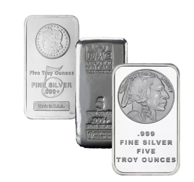Generic 5 oz Silver Bar Our Choice - .999 Fine Silver - Walmart.com