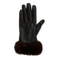 Time & Tru Women's Faux Leather Gloves with Faux Fur Cuff and Plush Lining - Walmart.com