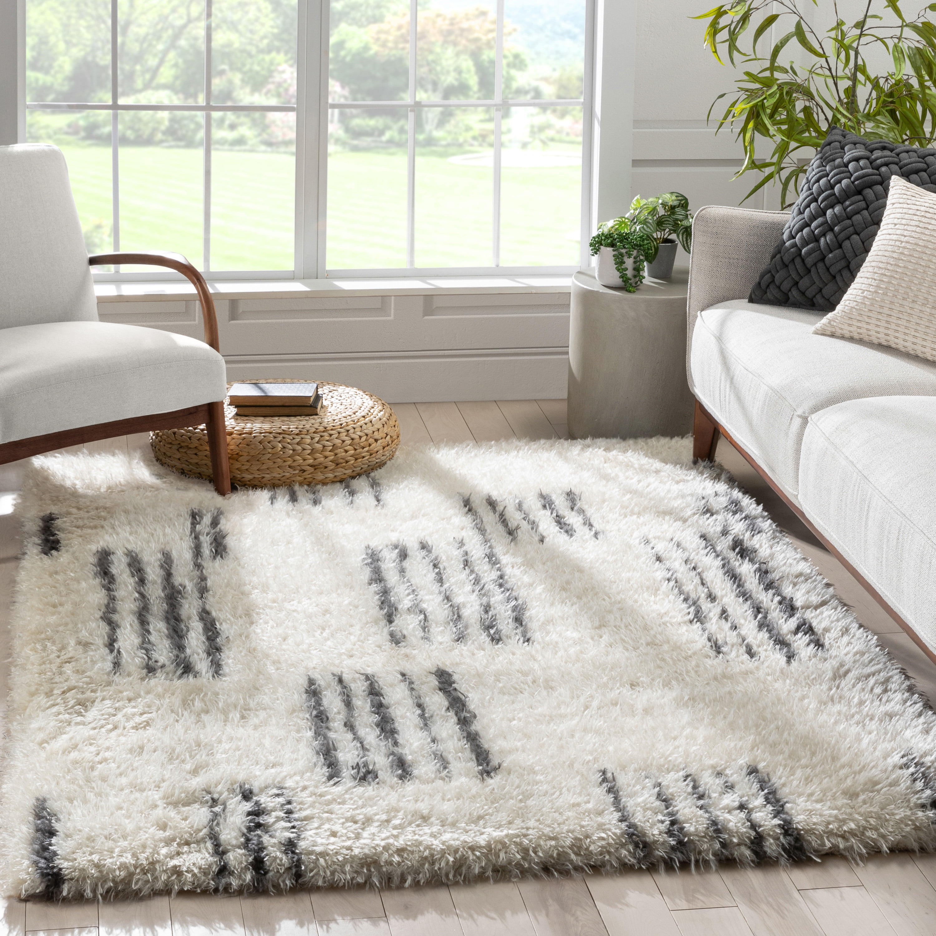 Well Woven Yanka Ivory Super Thick Tribal Geometric Shag Area Rug 3x5 ...