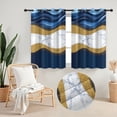 Blue and Gold Marble Pattern Blackout Curtains,Triple Weaved Fabric ...