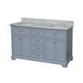 Aria 60" Double Bathroom Vanity with Powder Blue Cabinet and Carrara ...