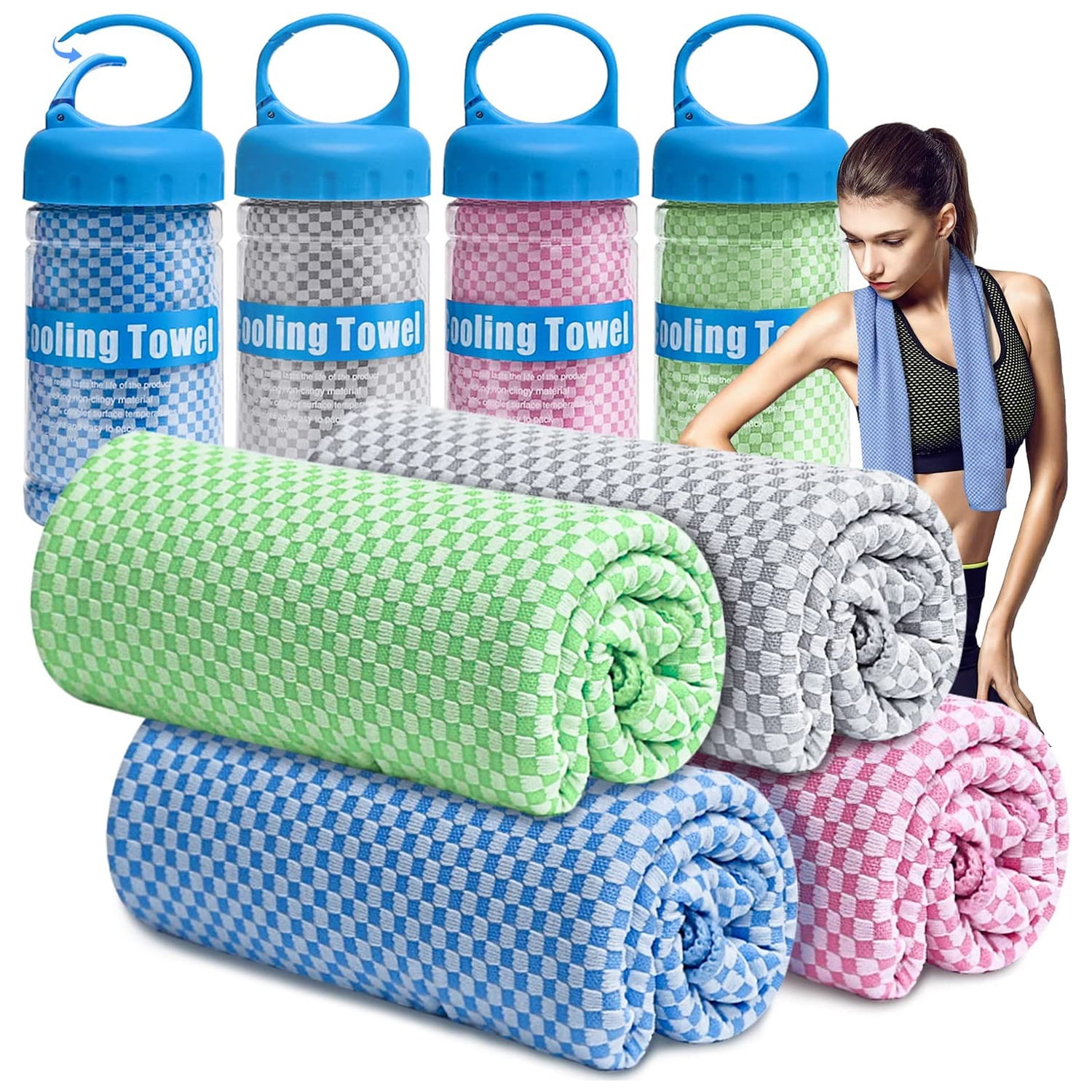 4 Pack Cooling Towel, ice Towel for Neck and Face-40"x12"-Workout ...