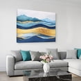 Abstract Ocean Waves Canvas Print Wall Art, Gradient Teal Gold Mountain ...