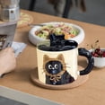 Cute Black Cat Ceramic Mug with Lid, 4 Assorted Designs, Novelty Coffee ...