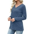 YanHoo Womens V Neck Button Long Sleeve Shirt Ribbed Knit Fall Fashion ...