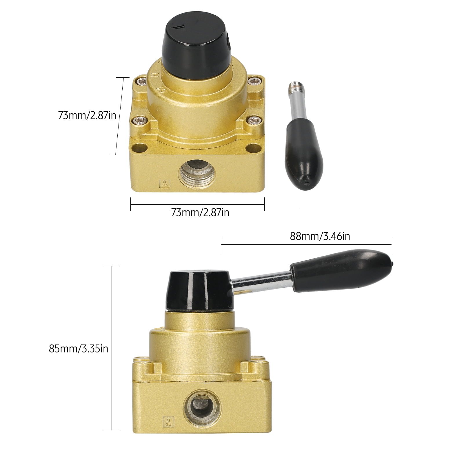 Buy Labymos 1/2-inch Pneumatic Rotary Lever Hand Valve 4 Way 3 Position Air Hand Valve Pneumatic ...