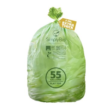 Cleanomic Compostable* 13 Gallon Trash Bags with Drawstring (2 Pack, 50 ...