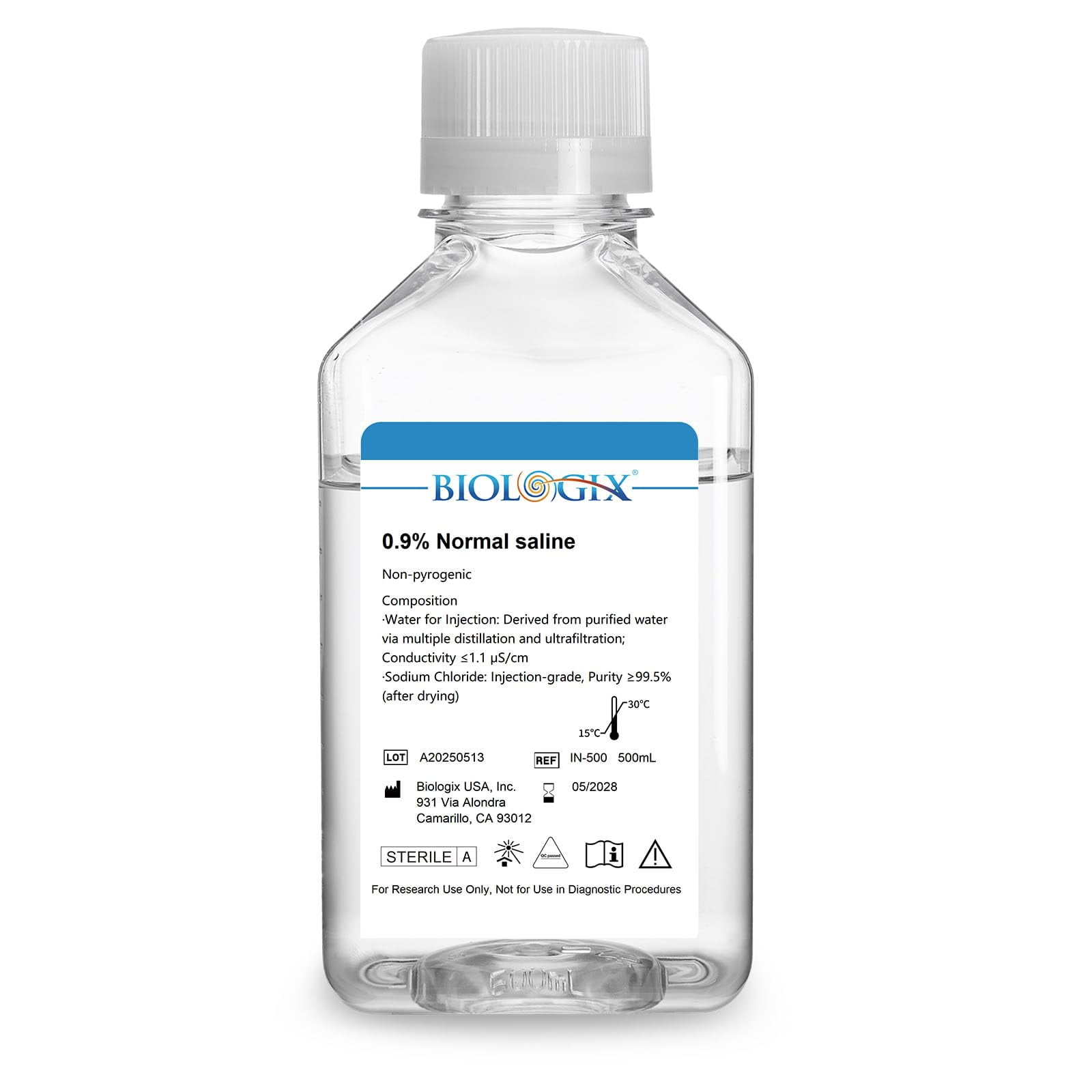 Solución salina CryoKing al 0,9% normal, 500 ml para uso en laboratorio ...