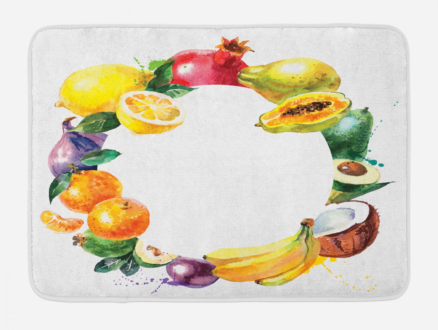 Fruit Bath Mat, Nature Food with Banana Lemon Avocado Orange Coconut ...