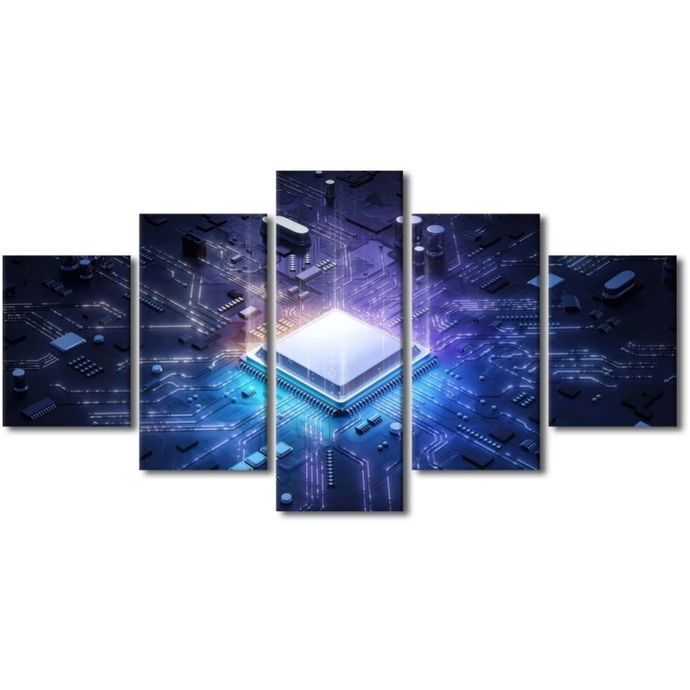 TISHIRON 5PCS Framed Technology Theme Canvas Wall Art Set,60"x32 ...
