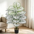 Njshnmn White Variegated Anthurium Leaves Faux With White Marbling For ...