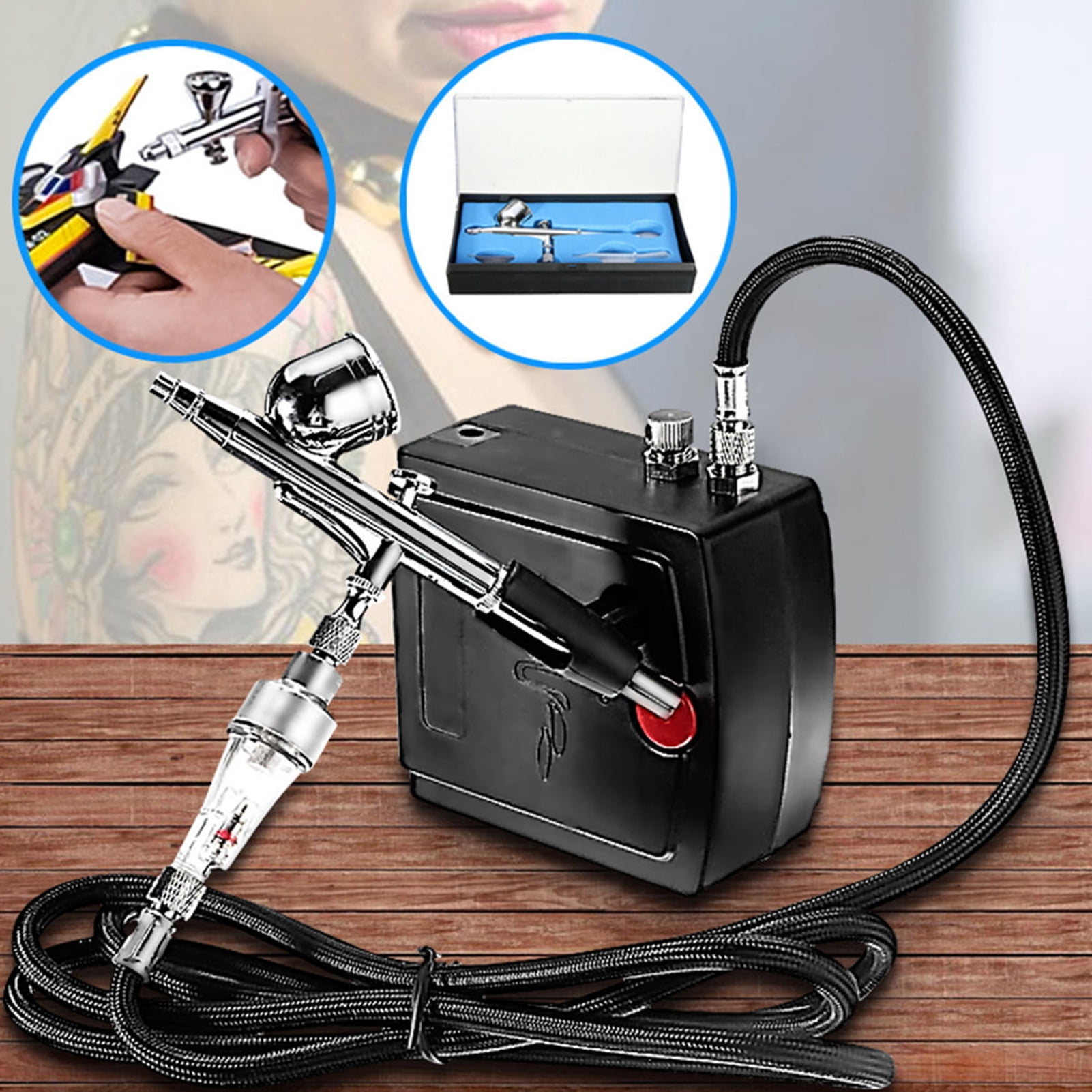 SPRING PARK Mini Airbrush Dual-Action Air Gundam Spray Paint Pen Tattoo ...