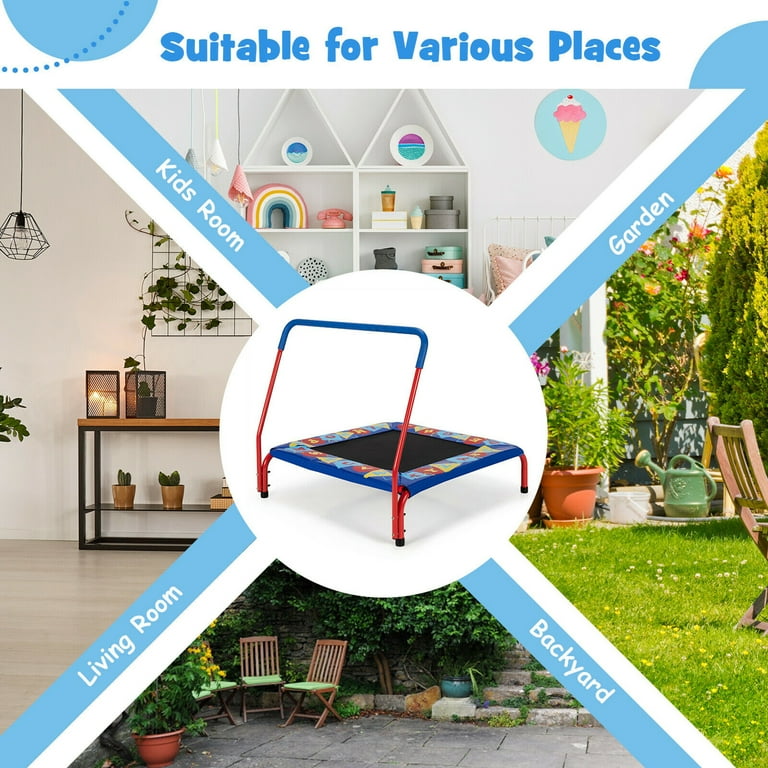 Gymax 36'' Kids Square Trampoline Indoor Outdoor Rebounder W Gymax 36'' Kids Square Trampoline Indoor Outdoor Rebounder W