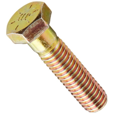 Steel Hex Bolt, Grade 8, Zinc Yellow-Chromate Plated Finish, Hex Head ...