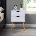 SweetGo Modern Wooden Nightstands, Set of 2, White, 2 Storage Drawers ...