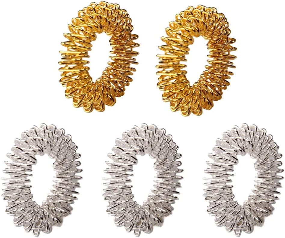 5pcs Spiky Sensory Finger Rings Acupressure Ring Finger Massager Roller ...